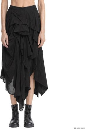 Yohji Yamamoto Twill Tucked Voluminous Skirt