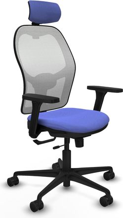 Piqueras y Crespo Ergonomischer Computerstuhl mit 3D-Armen, h&ouml;henverstellbarer Lendenwirbelst&uuml;tze und h&ouml;henverstellbarem Kopfteil, Wei&szlig; / Hellblau