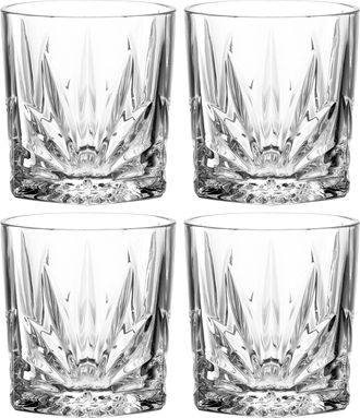 Leonardo Leonardo Capri Trink-Gläser, 4er Set, spülmaschinenfeste Saft-Gläser mit Relief, Facetten-Schliff Wasser-Glas, Trink-Becher aus Glas, 220 ml, 022773