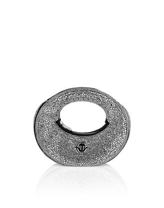 Philipp Plein Suede Mini Handle Bag Strass