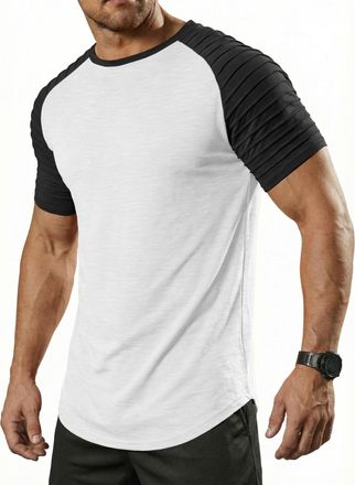 Coofandy Herren Funktionsshirt Rundhals T-Shirt Kurzarm Muscleshirt Fitness Shirts Sport Atmungsaktiv Raglan Shirt Gym Tee Mehrfarbig XXL