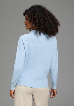 Laura Scott Strickpullover mit Stehkragen mit h&uuml;ftlanger Passform aus weicher Viskosemischung