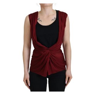 Dolce & Gabbana Seidenstretch-Top-Bluse - - Tops - Damen - Rot - M