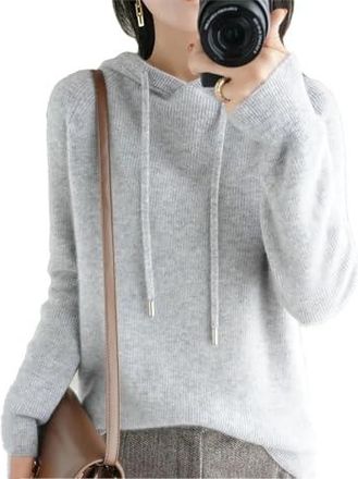 Generic Sweat &agrave; capuche en cachemire dhiver pour femme avec capuche l&acirc;che tricot&eacute; &agrave; manches longues &eacute;pais, Gris 9., S