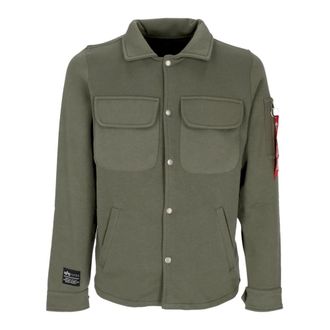 Alpha Industries Chemise &agrave; Manches Longues en Molleton - Homme - Vestes - Vert - Taille: XL