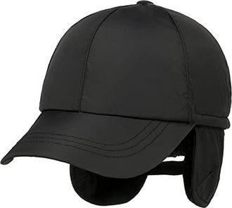 LIPODO Casquette avec Oreillettes Uni Classic Homme - Curved Brim Cap de Baseball protège-Oreilles fermé à larrière, visière, Doublure, Bandeau en Cuir Hiver