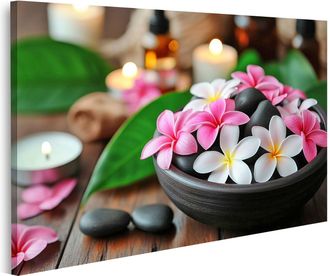 Islandburner Bild auf Leinwand Wellness und Entspannung mit Kerzen und Blumen Bilder Wandbilder Poster
