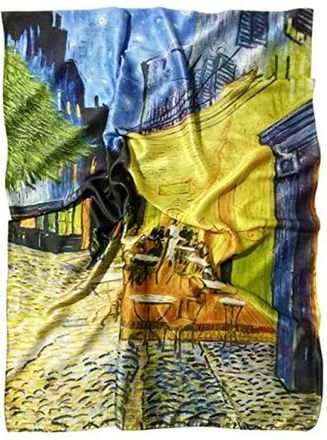 GFM mélange de soie écharpe dété basée sur lart de la peinture (VSLK-Van Gogh-Le Café La Nuit) FS-VSLK-SC-3463-A