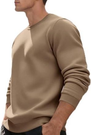 Generic Pull Homme Hiver Chaud Laine Casual Uni Long Sleeve Sweat Col Rond Pull de Travail Outdoor Sports Sweatshirt