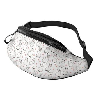 Generic Joli Imprim&eacute; Alpaga En Forme De Coeur Sac Banane Polyvalent Sacs Banane R&eacute;glable Sacoche Ceinture Pour Course &Agrave; Pied Voyages Travail 14X35Cm