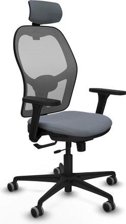 Piqueras y Crespo Ergonomischer Stuhl f&uuml;r Telearbeit mit 3D-Armen, h&ouml;henverstellbare Lendenwirbelst&uuml;tze und h&ouml;henverstellbares Kopfteil, Grau/Grau