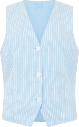 120% Lino Femme, Vestes, Bleu, Taille: 38 FR Gilet Tailleur
