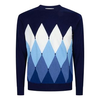 Ballantyne R Neck Pullover - - Knitwear - Herren - Blau - M