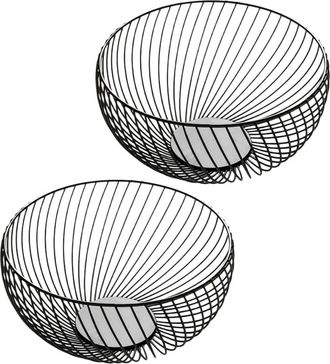 Milisten Multifunktionale Draht Obstk&ouml;rbe 2 St&uuml;ck aus Eisen Schwarz f&uuml;r K&uuml;che und Picknick Rostbest&auml;ndig zur Aufbewahrung von Obst Gem&uuml;se und Snacks