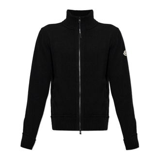 Moncler Woll Cardigan mit Logo - - Knitwear - Herren - Schwarzk - M