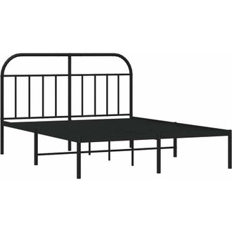 vidaXL Cadre de lit m&eacute;tal sans matelas avec t&ecirc;te de lit noir 135x190cm Vidaxl