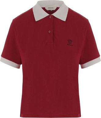 Versace Femme, Tops, Rouge, Taille: 40 FR Polo en Piqu&eacute; de Coton