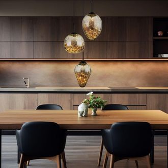 Globo Lighting Pendellampe LED Esstischleuchte Rauchglas Wohnzimmerlampe H&auml;ngeleuchte 3 Flammig, Metall, 24W 1409lm warmwei&szlig;, DxH 39 x 120 cm