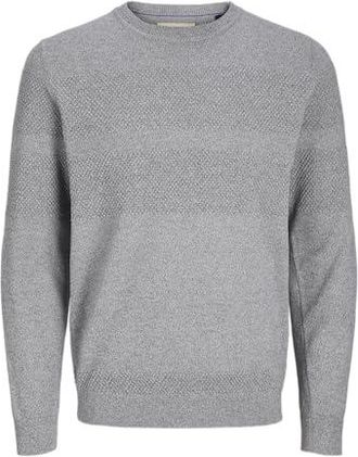 Jack & Jones Jprblunoah Knit Crew Neck BF Pull en Tricot, Gris Clair mélangé/détail : torsadé/Structure placée, XS Homme