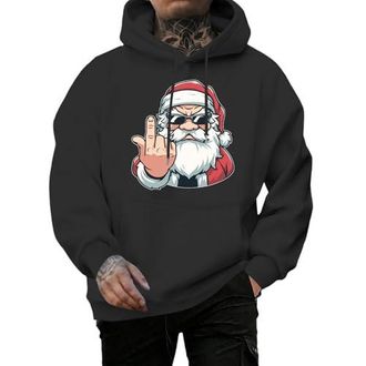 Generic Sweat &agrave; capuche graphique pour homme, imprim&eacute; P&egrave;re No&euml;l - Sweat &agrave; capuche &agrave; manches longues pour lautomne, Noir, XXL