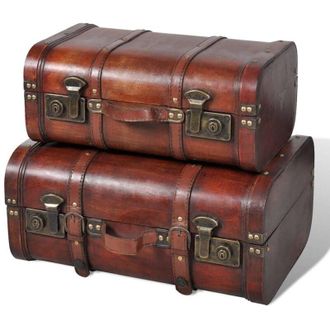 vidaXL Coffre de rangement vintage Bois Marron 2 pcs Vidaxl