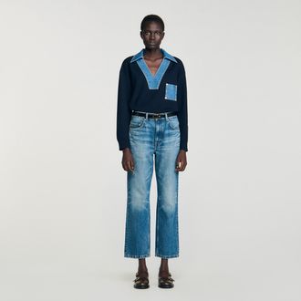Sandro Pull à détails denim