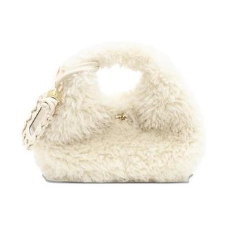 Ganni Mini Fur Hobo Bag - - Bags - Damen - Beige - ONE SIZE