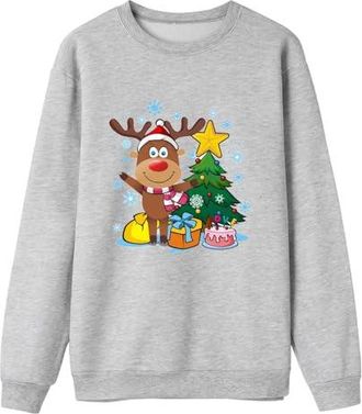 Generic 2026 Nouveau No&euml;l &agrave; manches longues imprim&eacute; lettre pull d&eacute;contract&eacute; l&eacute;ger sweat-shirt chemisier mode famille assorti tenue, gris, 138