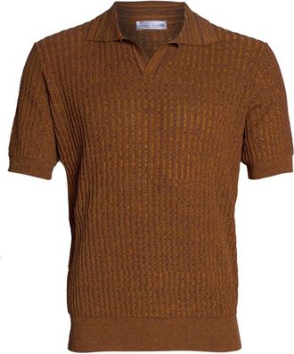 Roberto Collina Homme, Pulls, Brun, Taille: L Polo a coste moulin&eacute;
