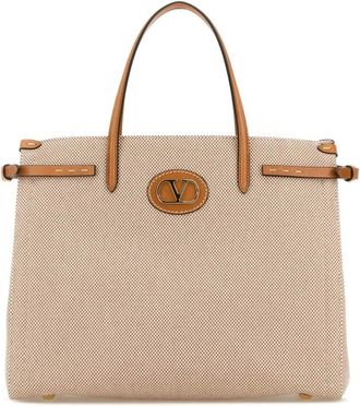 Valentino Garavani Femme, Sacs, Beige, Taille: ONE Size Antibes Medium Canvas Shopping Bag