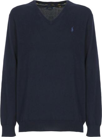 Ralph Lauren Homme, Pulls, Bleu, Taille: S Pull en coton Pima &agrave; col en V