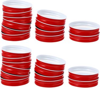 Cabilock 12stücke Weißblechdeckel Rot Wiederverwendbare Einmachglasdeckel Mit Auslaufschutz Für Marmeladen Und Getränke