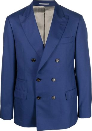Brunello Cucinelli costume à boutonnière croisée - Bleu