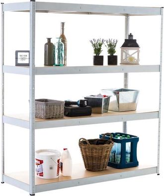 Clp Lagerregal 160X180X60 cm I B&ouml;den Bis Je 350 KG Belastbar I Metall-Steckregal, Farbe:wei&szlig;