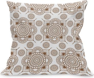 Abakuhaus Orientalisch Kissenbezug, Muster Der Marokkanischen Mosaik Kunst Art Mehndi Blumen Ottoman Filigree Motiv, Kissenhülle mit Reißverschluss Beidseitiger