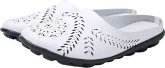 Generic Mules creuses respirantes et confortables pour femme - Pantoufles ferm&eacute;es &agrave; bout rond - En cuir - Semelle souple antid&eacute;rapante - Sandales orthop&eacute;dique