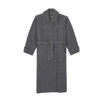 A.P.C. Langer Grauer Mantel mit Kn&ouml;pfen - - Coats - Damen - Grau - XS