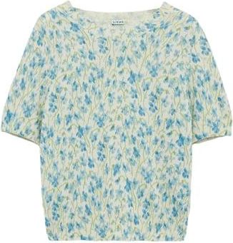 Loewe Pull manches courtes fleuri en coton m&eacute;lang&eacute;