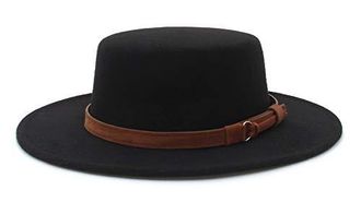 Eozy Chapeau Fedora Classique en Feutre à Large Bord Plat pour Femme et Homme