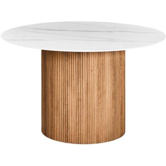 Beliani Esstisch ALBINA Wei&szlig;er Marmor 120 cm 120 cm