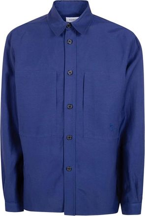 Laneus Homme, Chemises, Bleu, Taille: XL Surchemise en Lin et Viscose