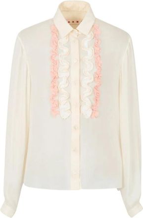Marni Femme, Blouses et Chemises, Blanc, Taille: 42 FR Chemise en Georgette de Soie avec Volants