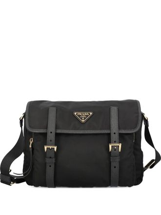 Prada Schultertasche mit Schnalle - Schwarz