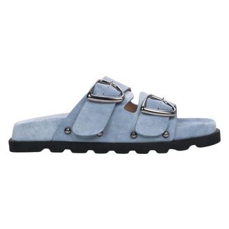 Estro & Luminara Femme, Chaussures, Bleu, Taille: 38 EU Nu-Pieds en Velours avec Boucle et Clous