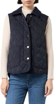 GANT Damen Quilted Vest with Cord Details Weste, Evening Blue, 36
