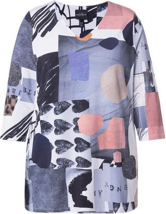 Ulla Popken T-Shirt Slinky-Shirt Herzen A-Linie V-Ausschnitt 3/4-Arm