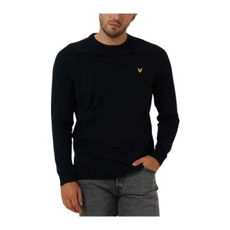 Lyle & Scott Baumwoll-Merino-Pullover mit Rundhalsausschnitt - - Knitwear - Herren - Blau - S