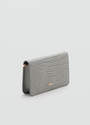 Mango Portefeuille moyen effet croco gris - Femme - Taille unique - MANGO