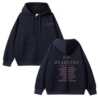 Generic Deadline Hoodie 2025 World Tour Grafikunterst&uuml;tzung High Street Unisex Rei&szlig;verschluss Baumwoll-Sweatshirts(A-Black-Padded,M)