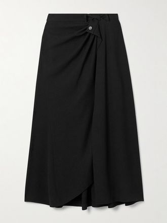Balenciaga Jupe Midi Portefeuille En Crêpe À Drapé - Noir